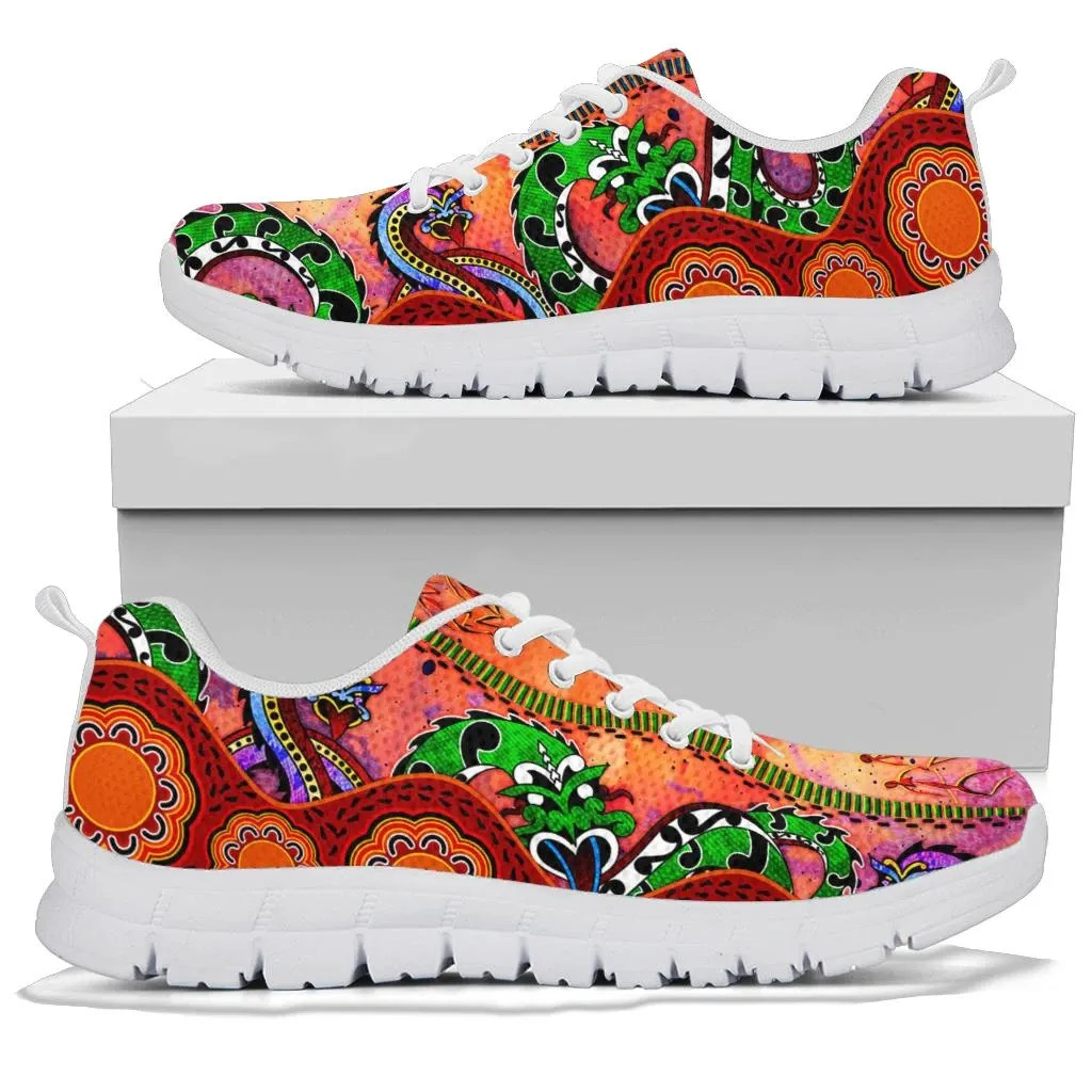 Australia Aboriginal Sneaker - Aussie Indigenous Patterns Orange