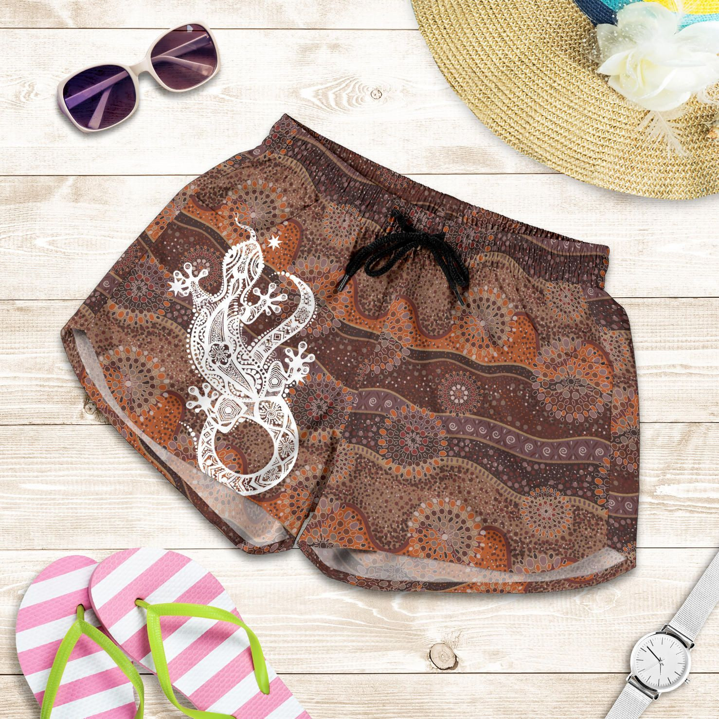 Australia Aboriginal Women Shorts - Lizard Circle Indigenous Dot ...