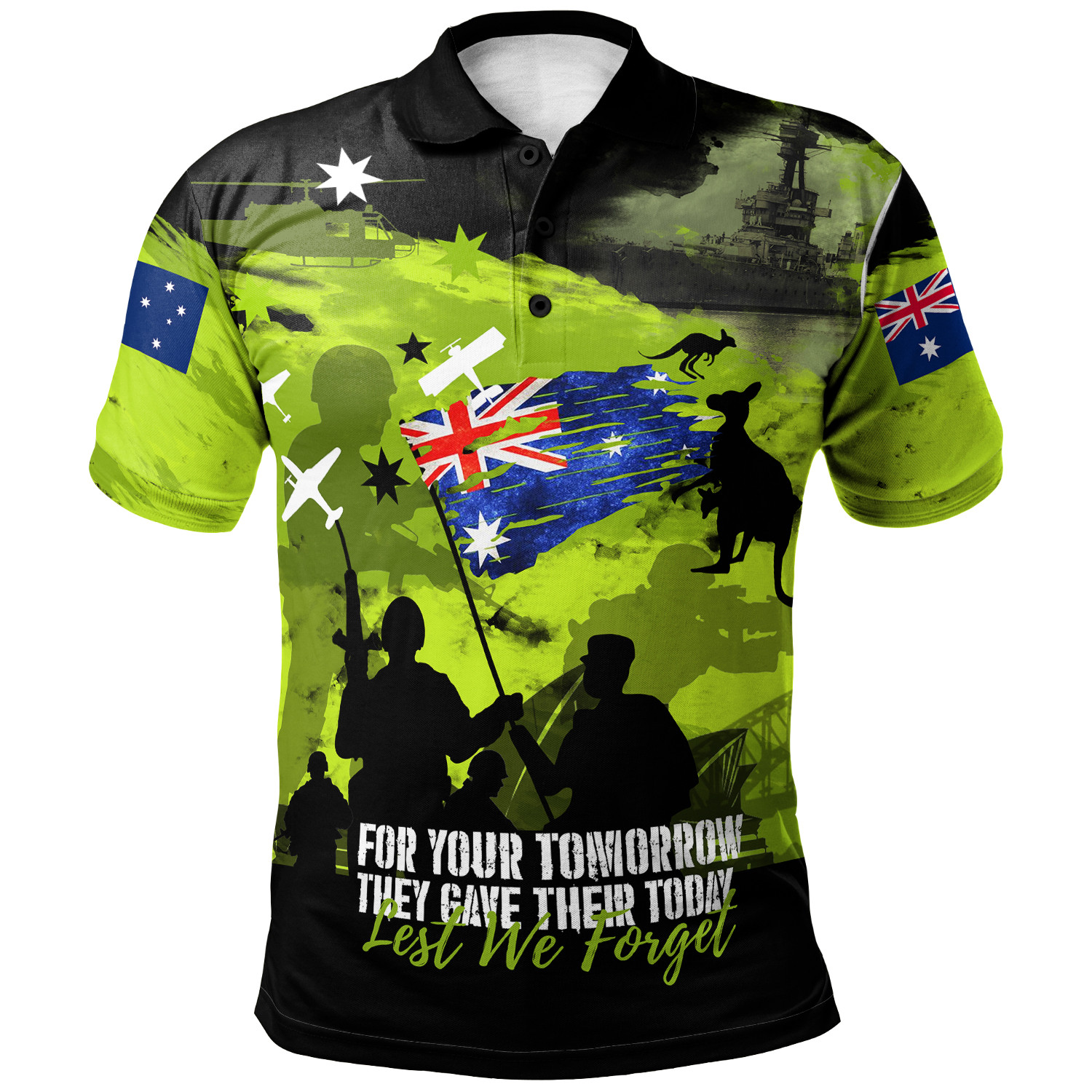 Australia Polo Shirt Anzac Shirt Australia Flag Lest We Forget