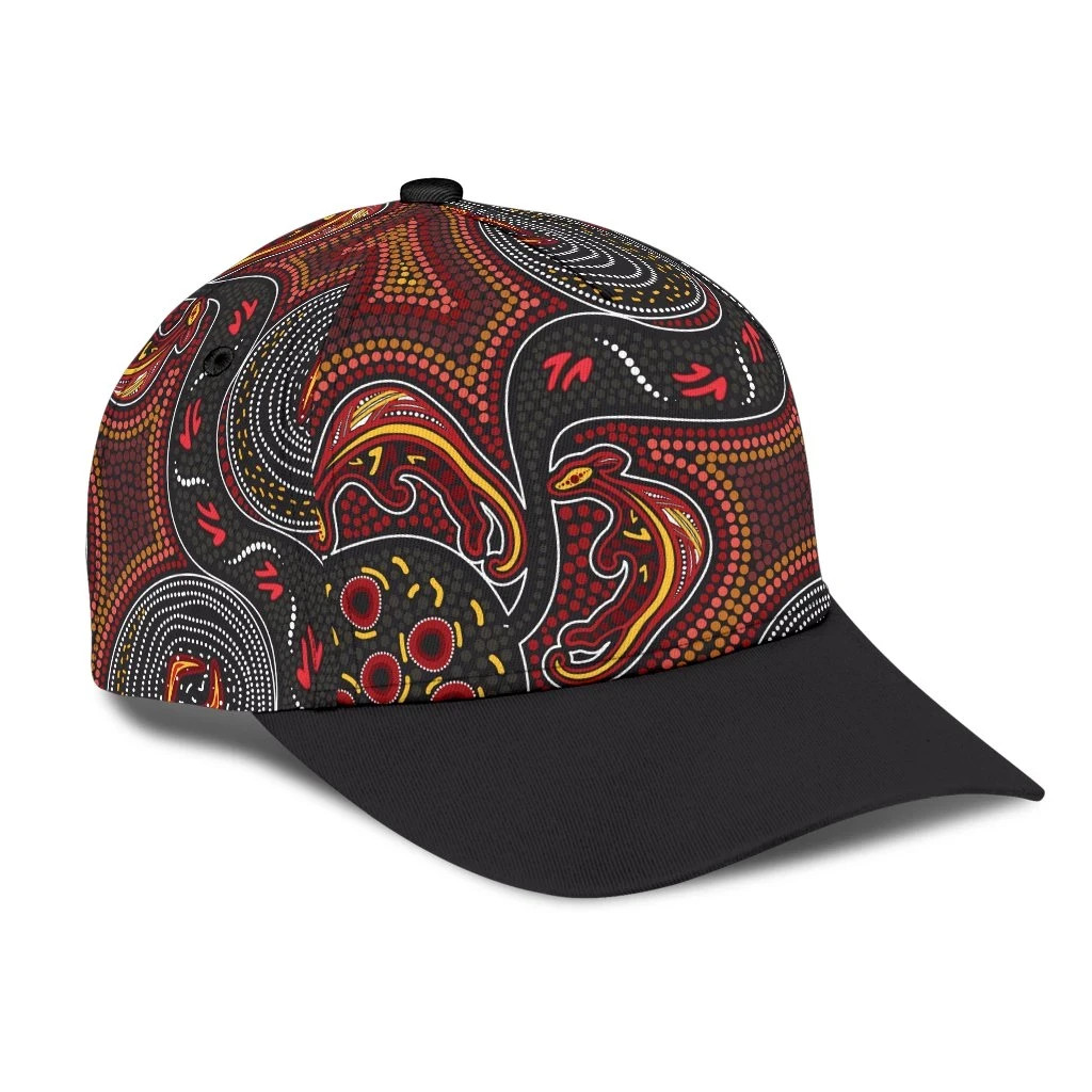 Australia Aboriginal Cap - Aboriginal Art Painting And Snake Ver1