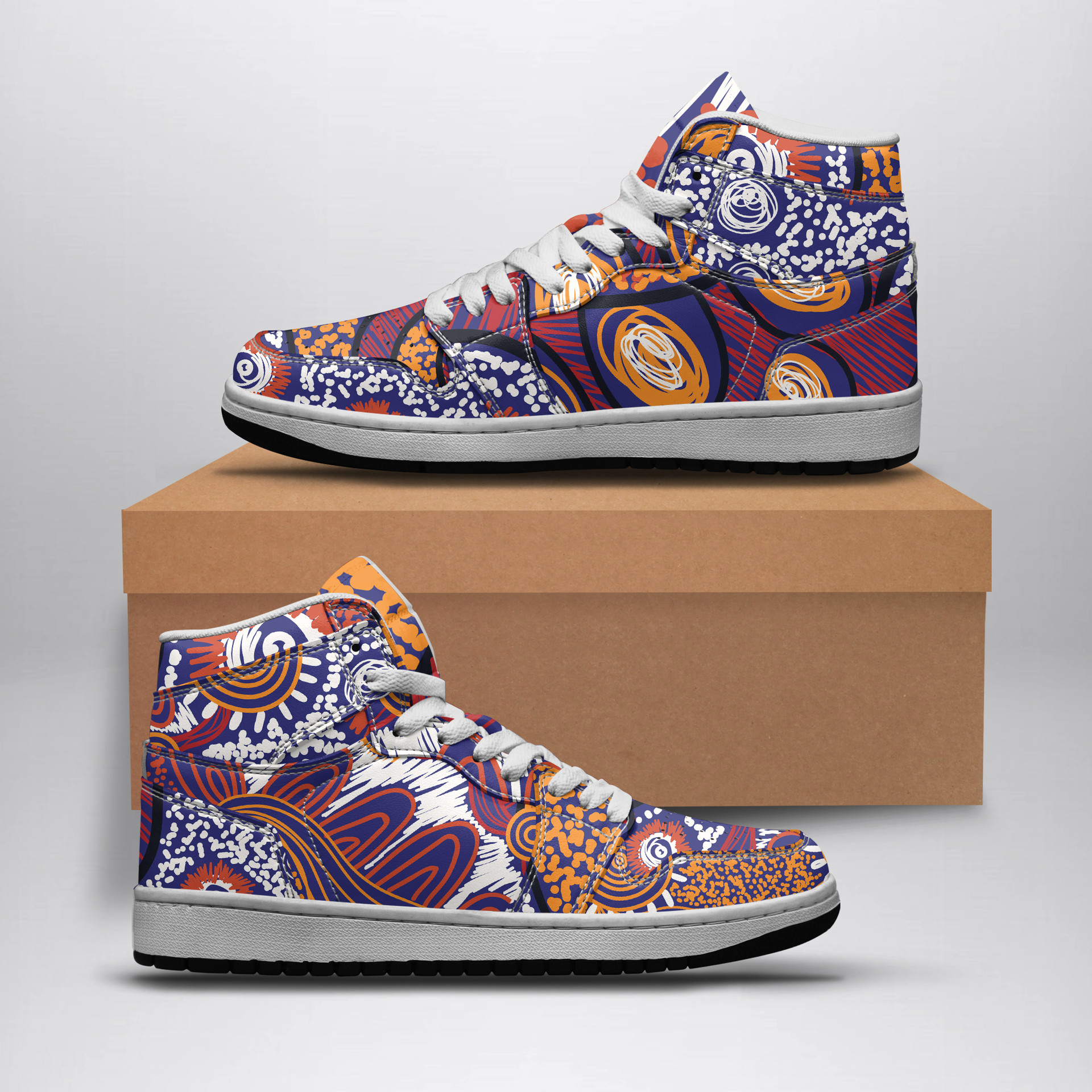 Aboriginal Patterns High Top Basketball Shoes J1 - Aussie Landscape ...