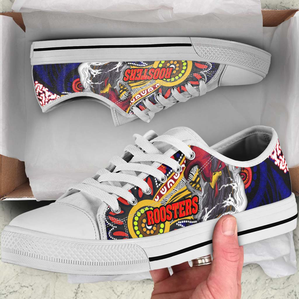 Sydney Roosters Low Top Shoes - Angry Rooster with Aboriginal Inspired ...