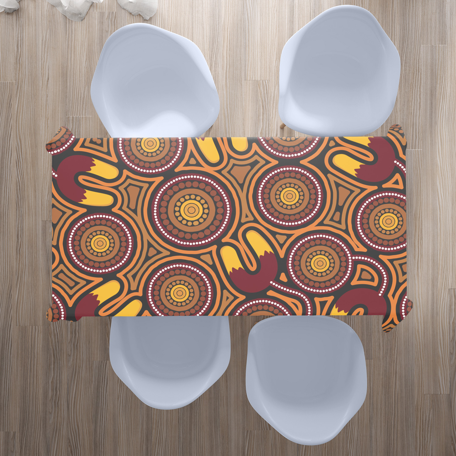 Australia Aboriginal Inspired Tablecloth - Aboriginal Dot Art Black Color