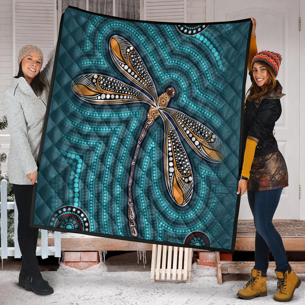 Australia Aboriginal Inspired Quilt - Dragonfly Aboriginal Art Vector ...