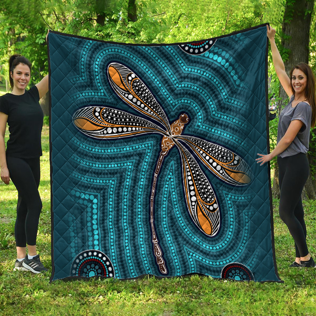 Australia Aboriginal Inspired Quilt - Dragonfly Aboriginal Art Vector ...
