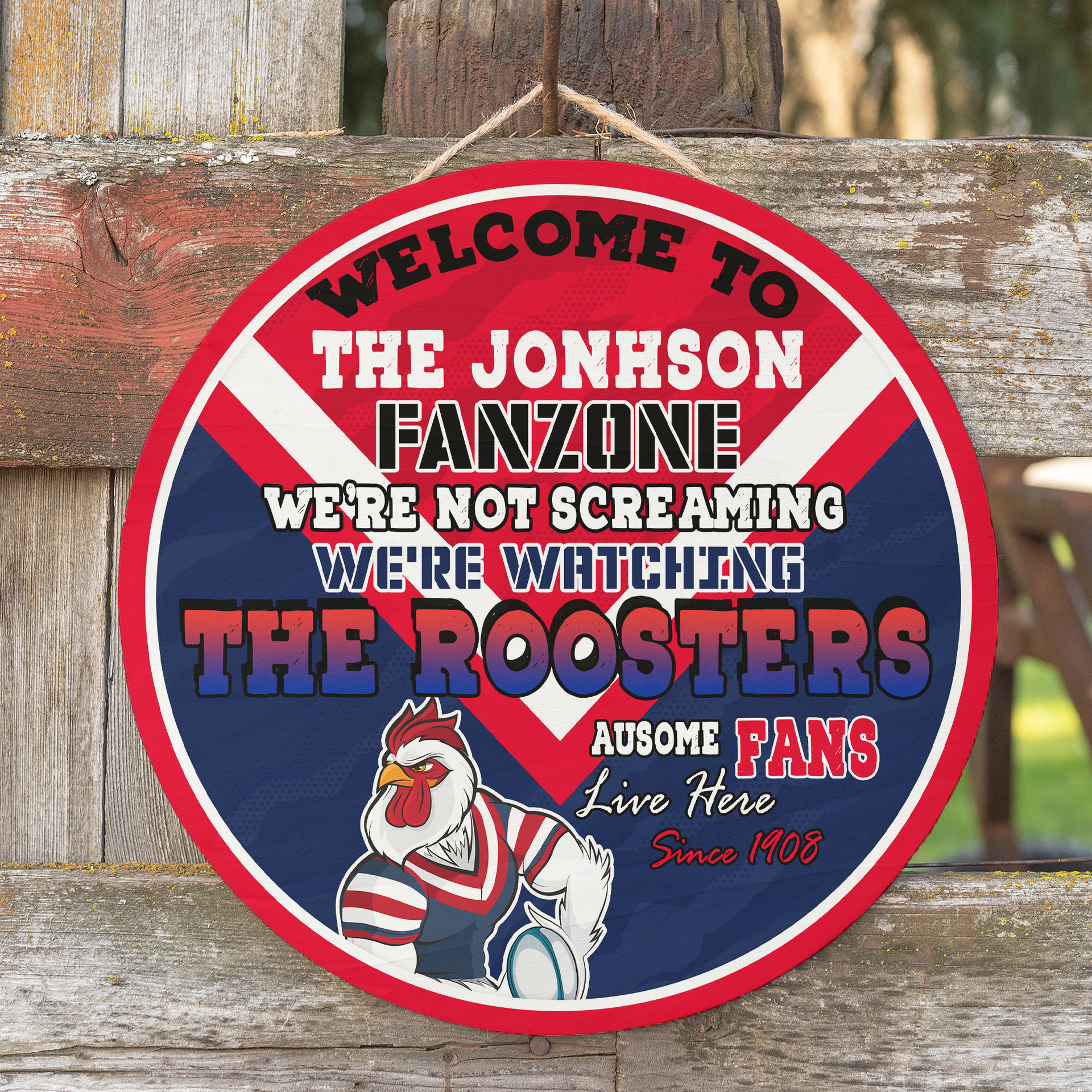 East of Sydney Door Sign - Welcome To Our Fan Zone Door Sign