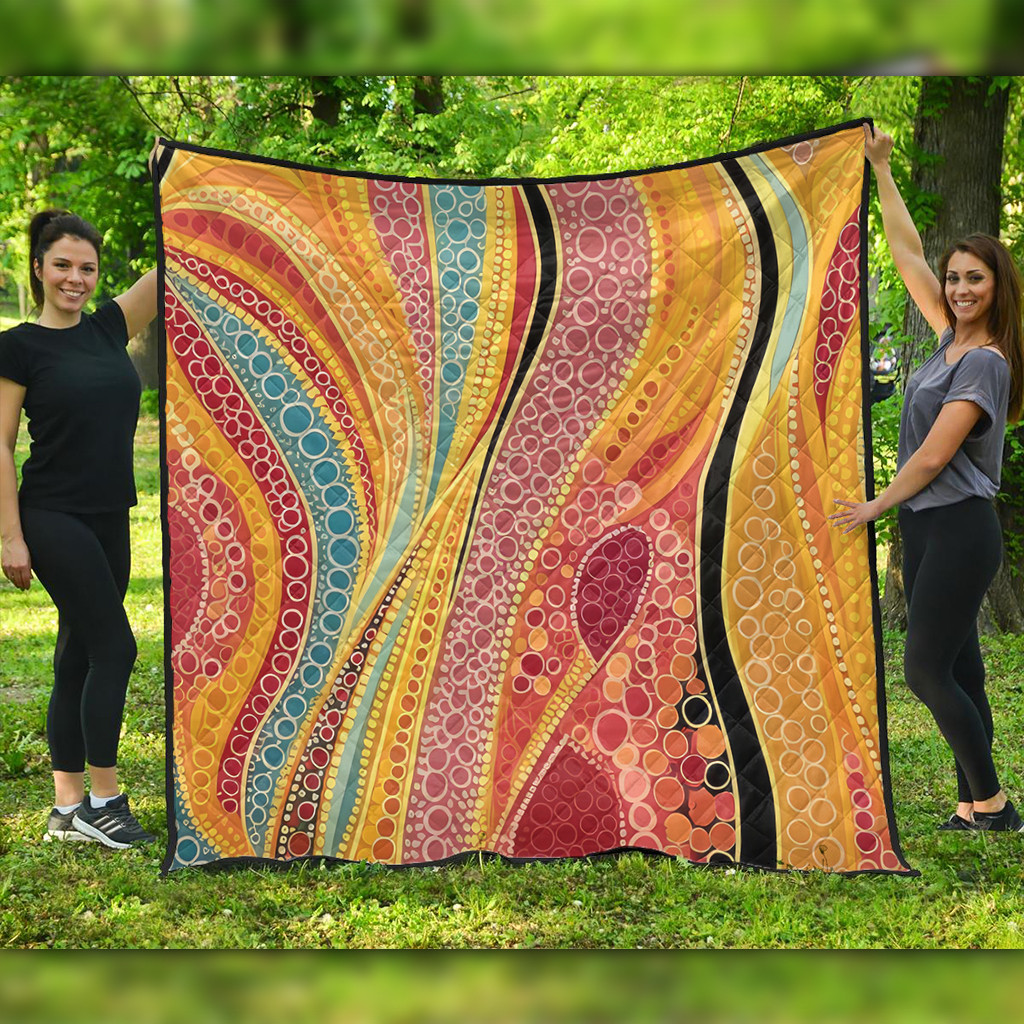 Australia Aboriginal Quilt - Indigenous Aboriginal Art Dot Color Quilt