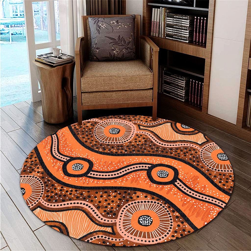 Australia Aboriginal Round Rug - Australian Aboriginal Background Round Rug