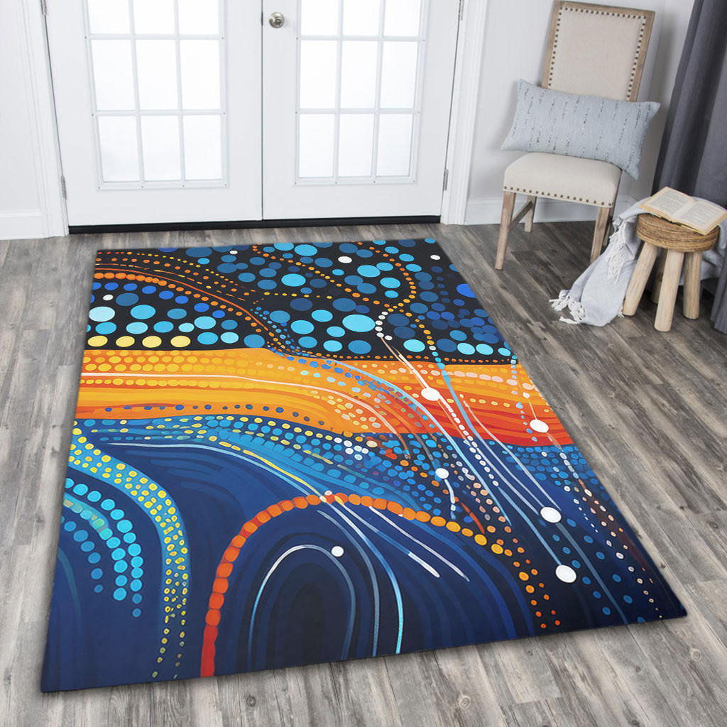 Australia Dreaming Aboriginal Area Rug - Colorful Aboriginal With ...