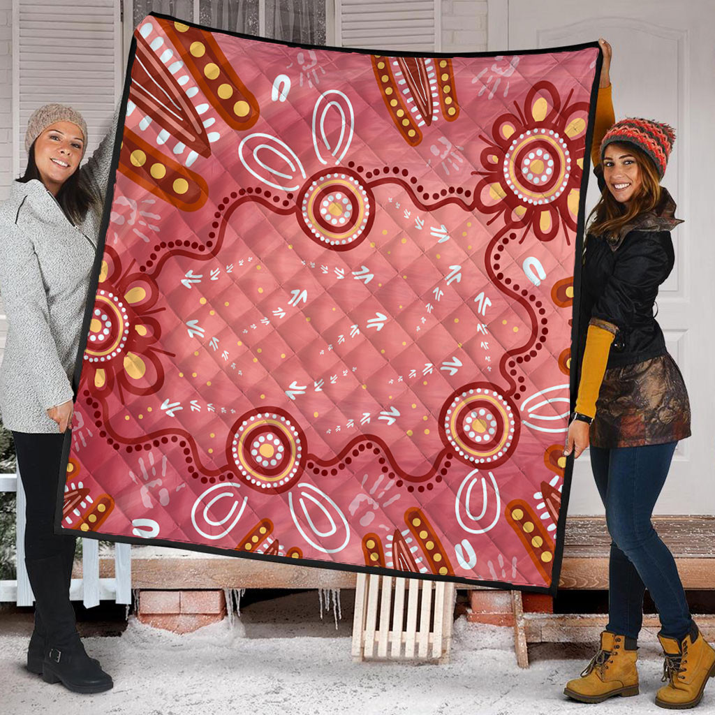 Australia Aboriginal Quilt - Pink Aboriginal Dot Art Background Quilt