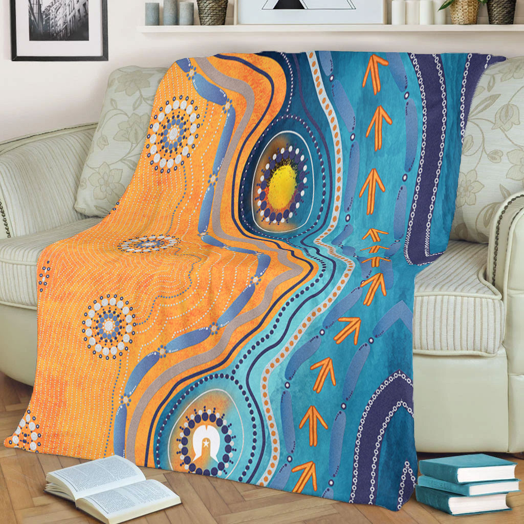 Australia Aboriginal Blanket - Indigenous Beach Dot Painting Art Blanket