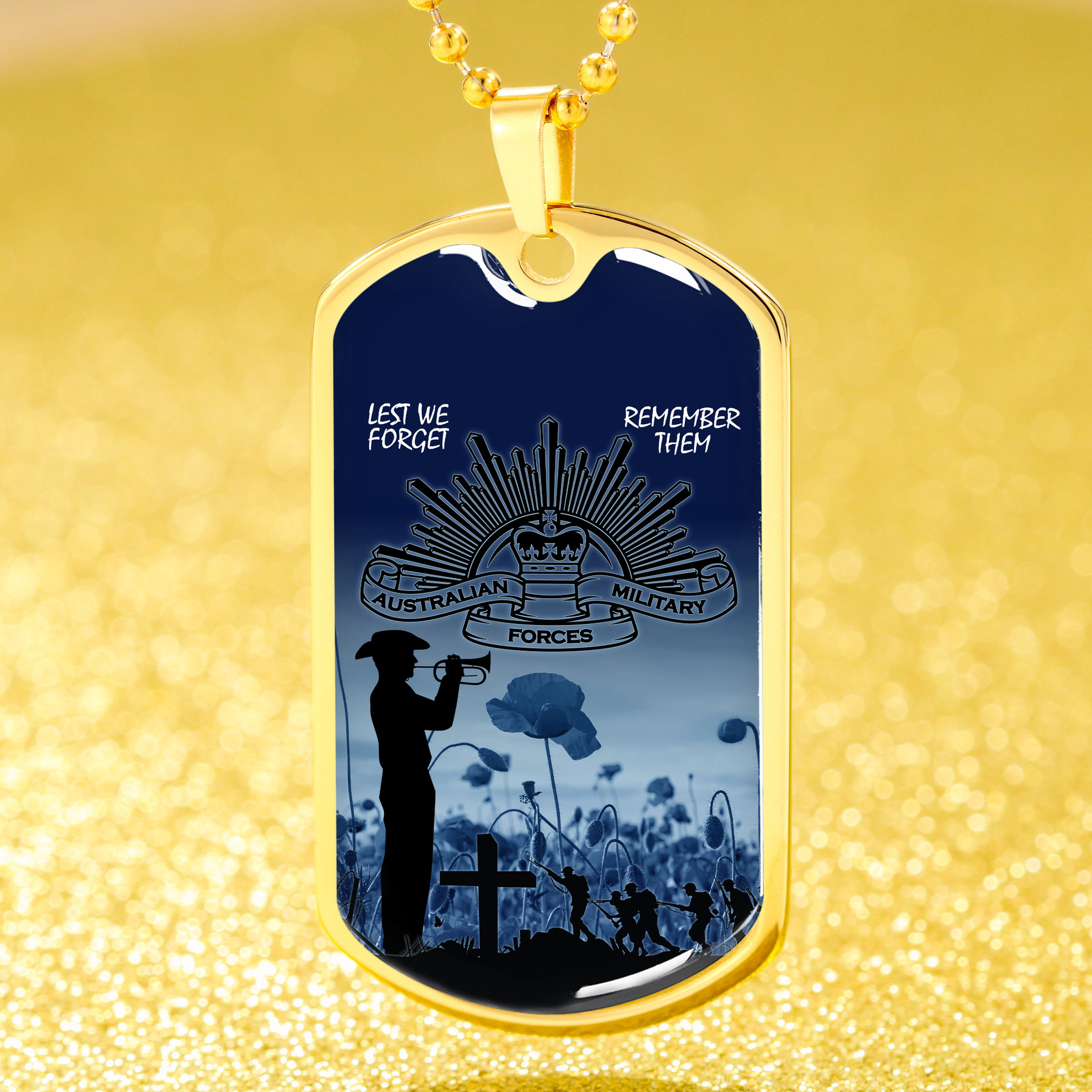 Australia Anzac Day Dog Tag Lest We Forget (Blue)