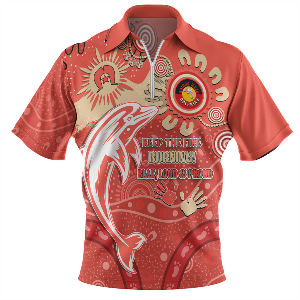 Redcliffe Dolphins Zip Polo Shirt Aboriginal Indigenous Naidoc Week ...