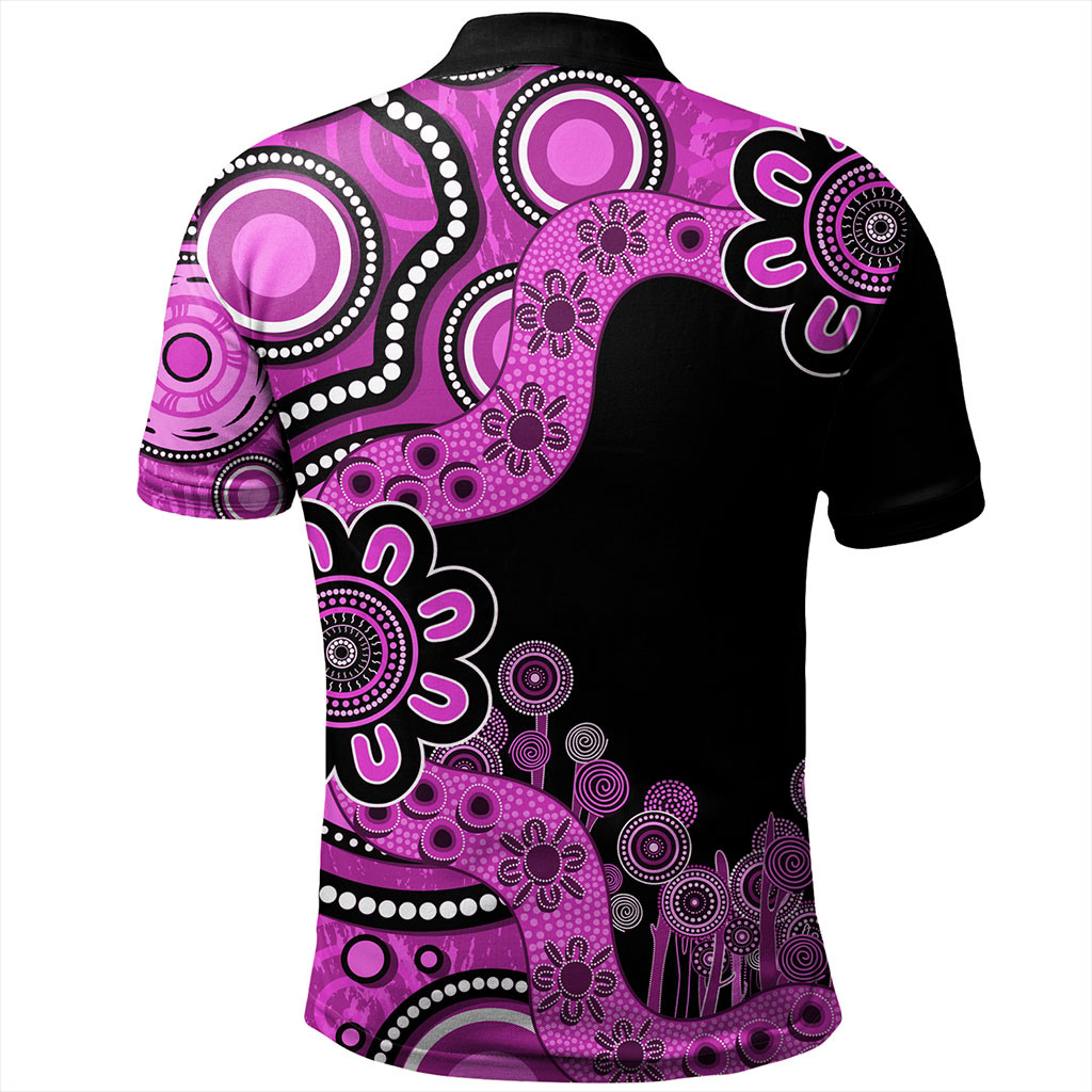 Australia Polo Shirt Aboriginal Indigenous Dot Painting Pink