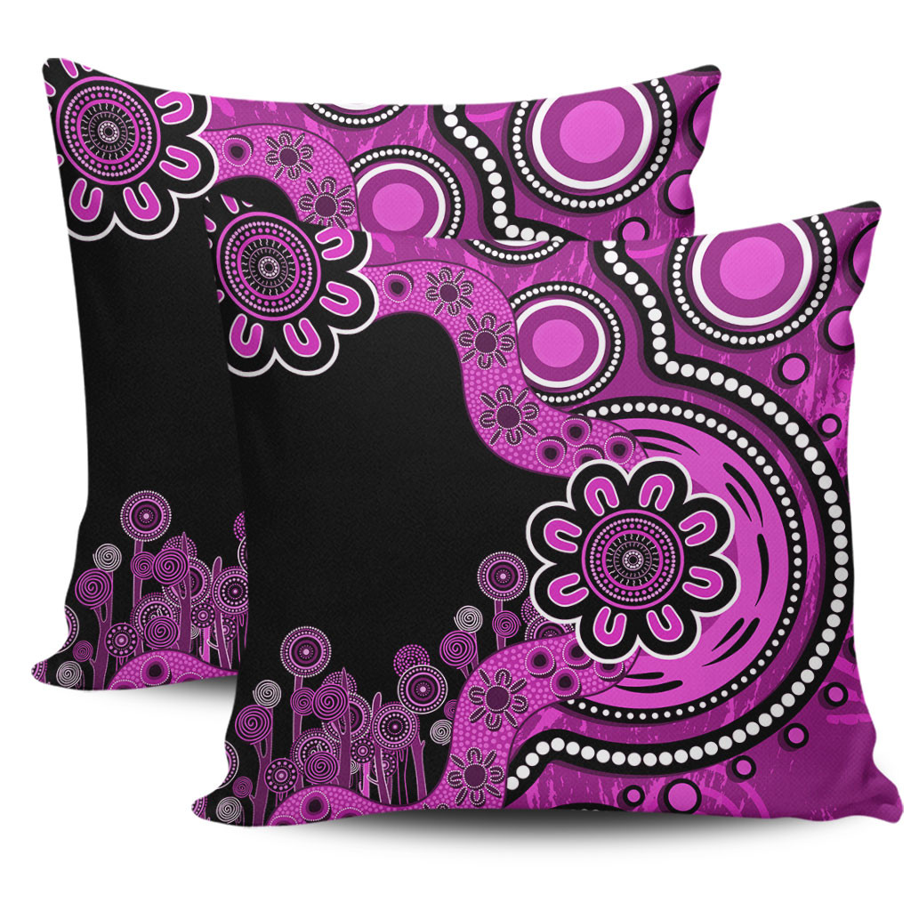 Australia Pillow Cases Aboriginal Indigenous Dot Painting Pink