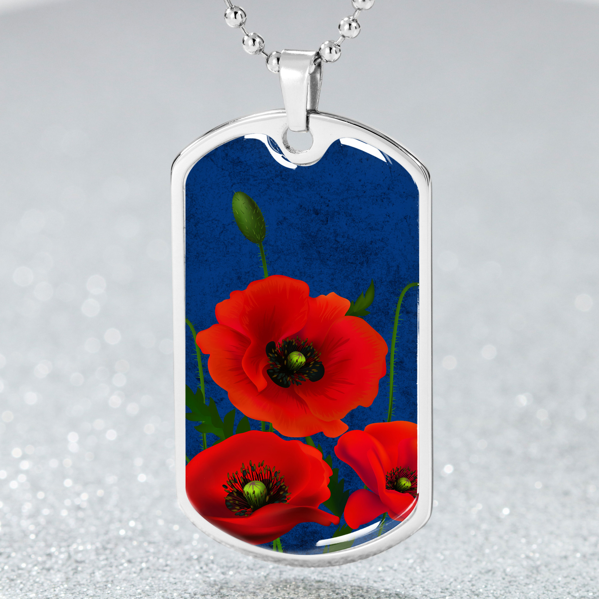 Custom Australia Anzac Day Dog Tag Poppy Flower
