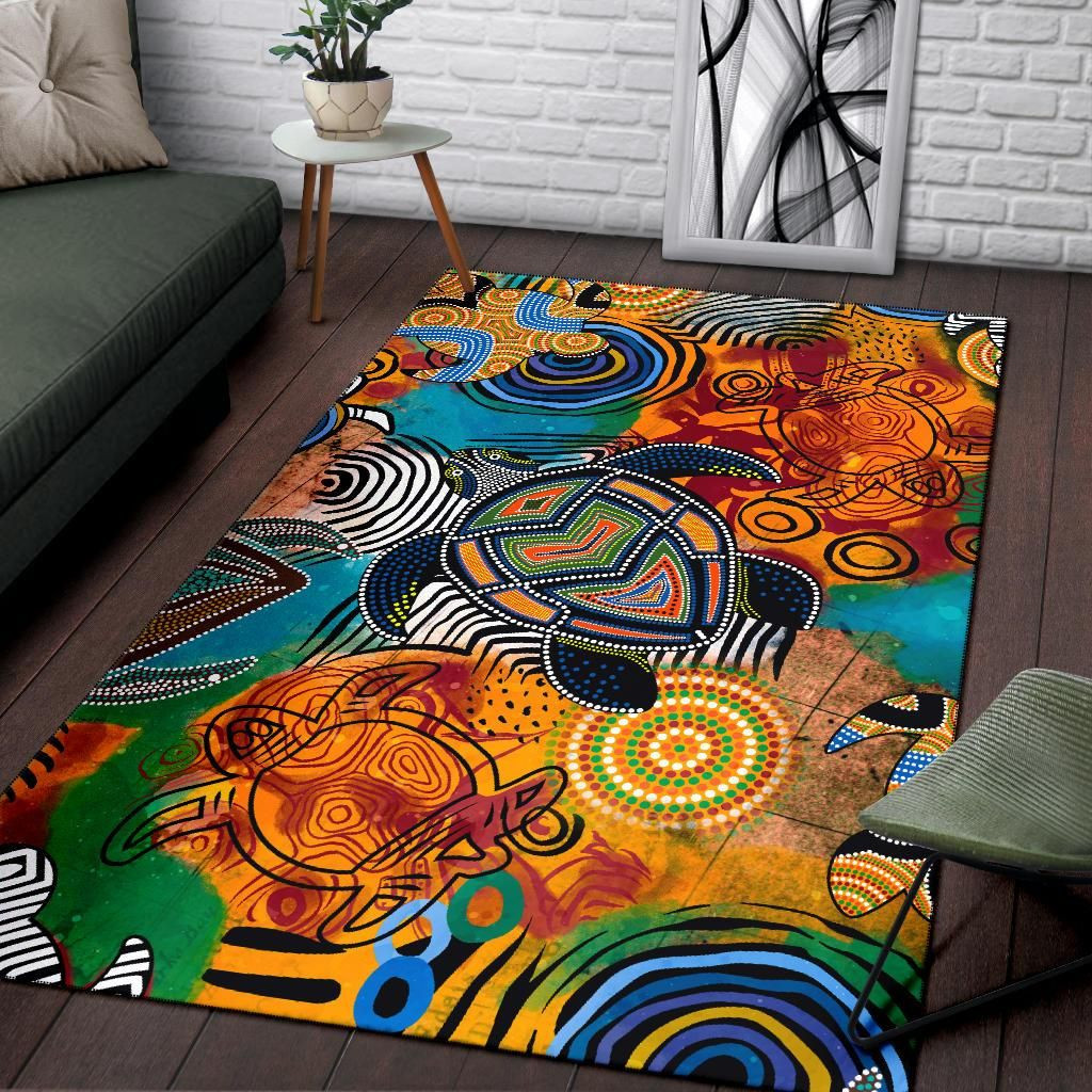 Australia Aboriginal Area Rug - Turtle Indigenous Art