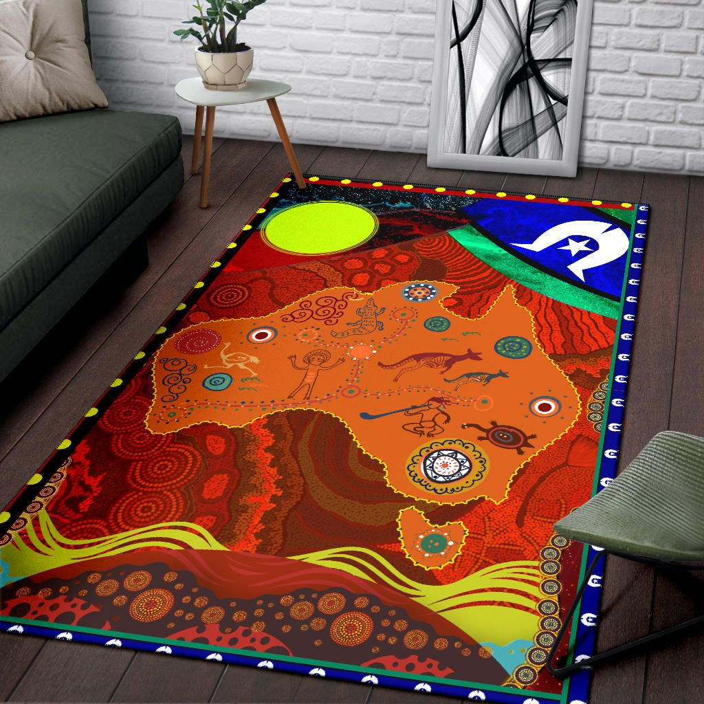 Australia Area Rug - Australia Map Aboriginal Patterns