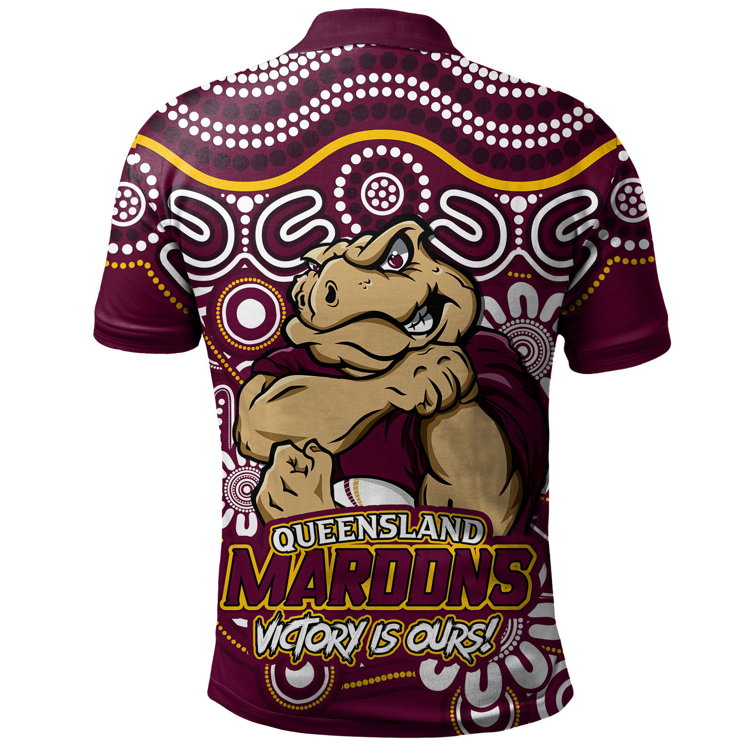 Queensland Maroons Polo Shirt Aboriginal Inspired Tough Fan Rugby For Life
