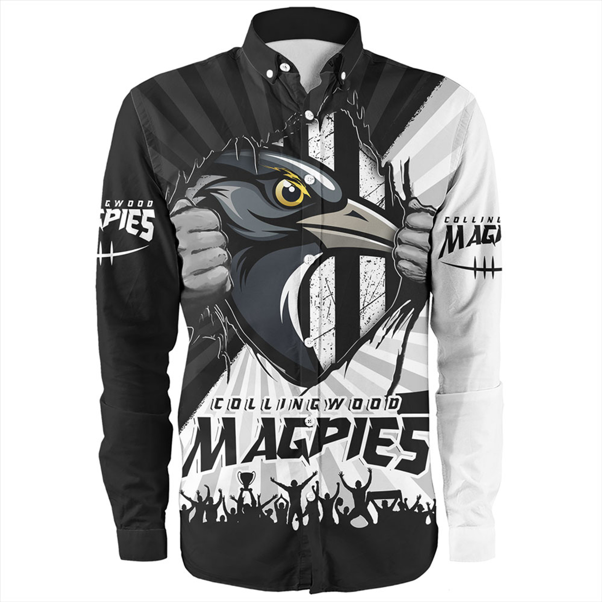Collingwood Long Sleeve Shirt Breaking Through Fan Design