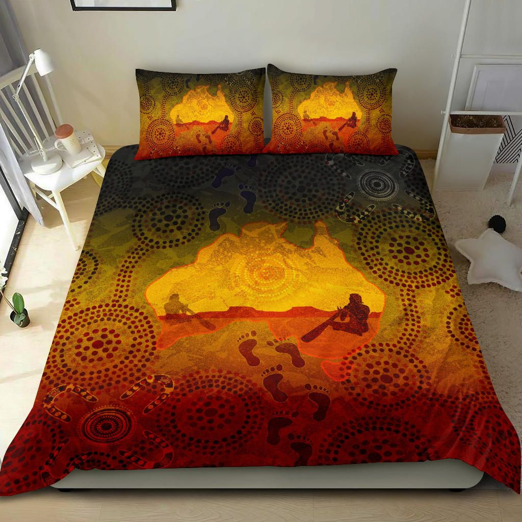 Australia Aboriginal Bedding Set - Australian Map with Indigenous Color