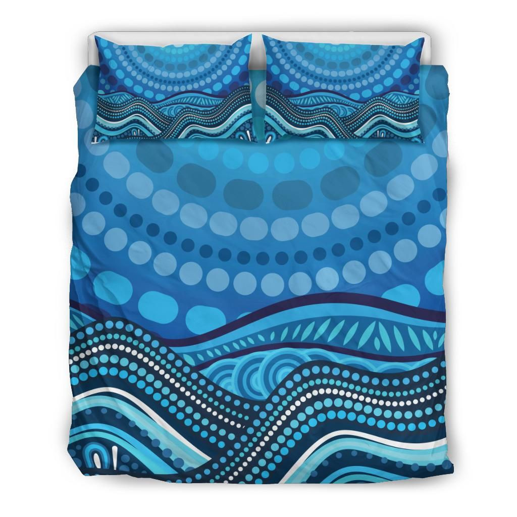 Australia Aboriginal Inspired Bedding Set - Blue Circle Aboriginal ...