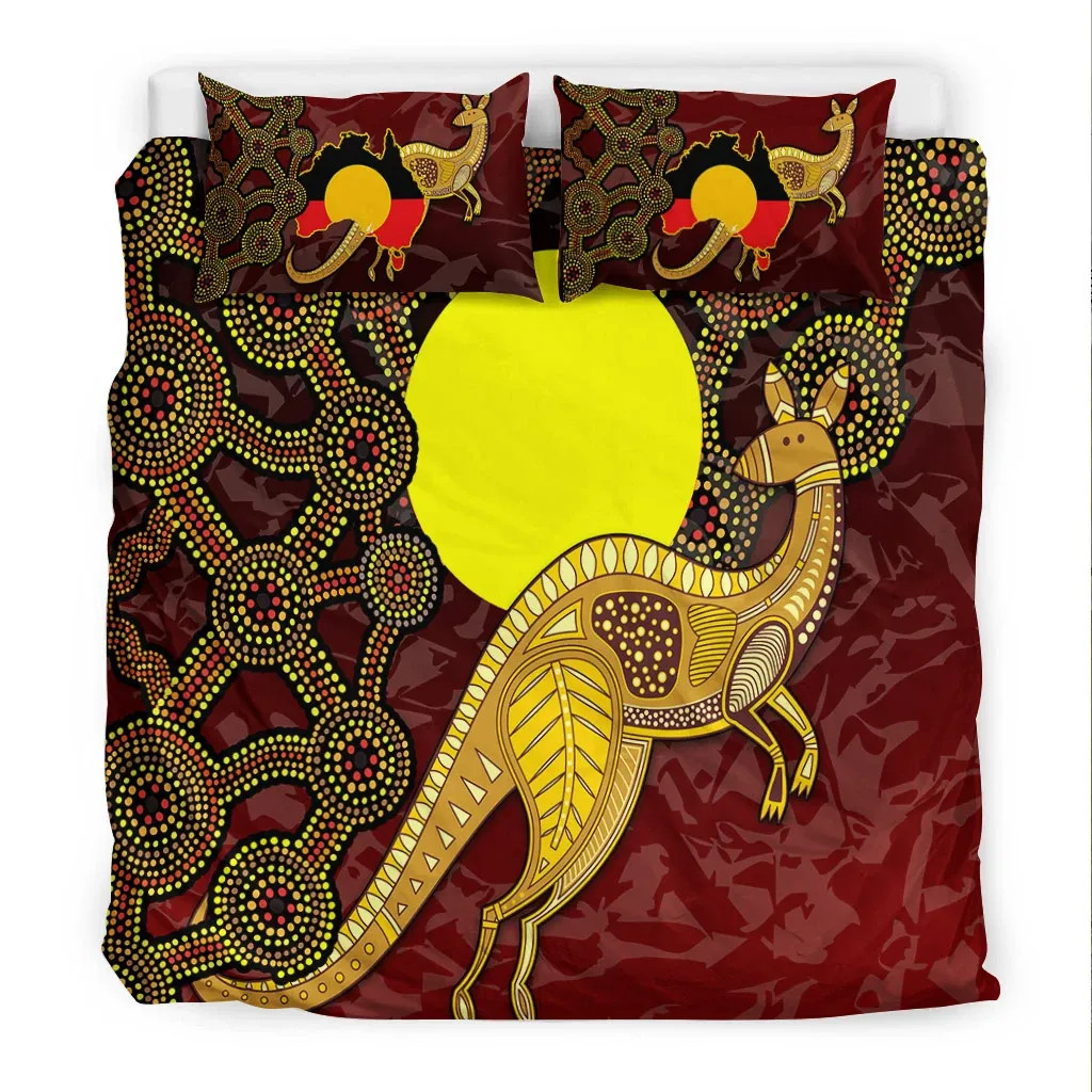 Australia Bedding Set - Australia Aboriginal Flag And Kangaroo
