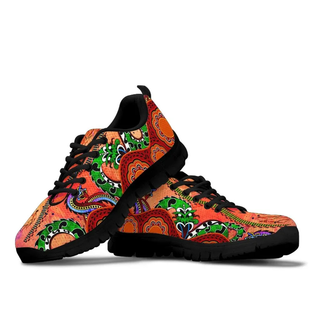 Australia Aboriginal Sneaker - Aussie Indigenous Patterns Orange