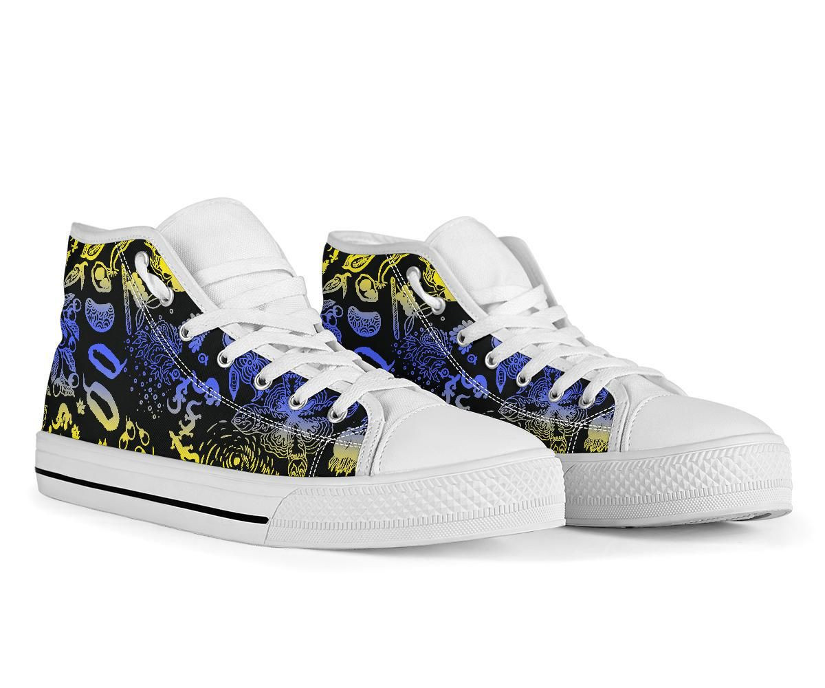 Australia High Top Canvas Shoes - Australian Aboriginal Golden Wattle