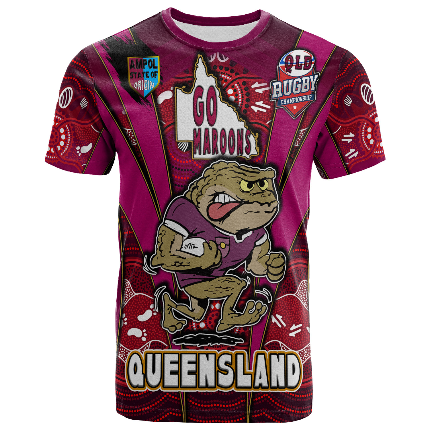 Queensland Team T-Shirt - Custom Queensland Maroons Mascot With ...