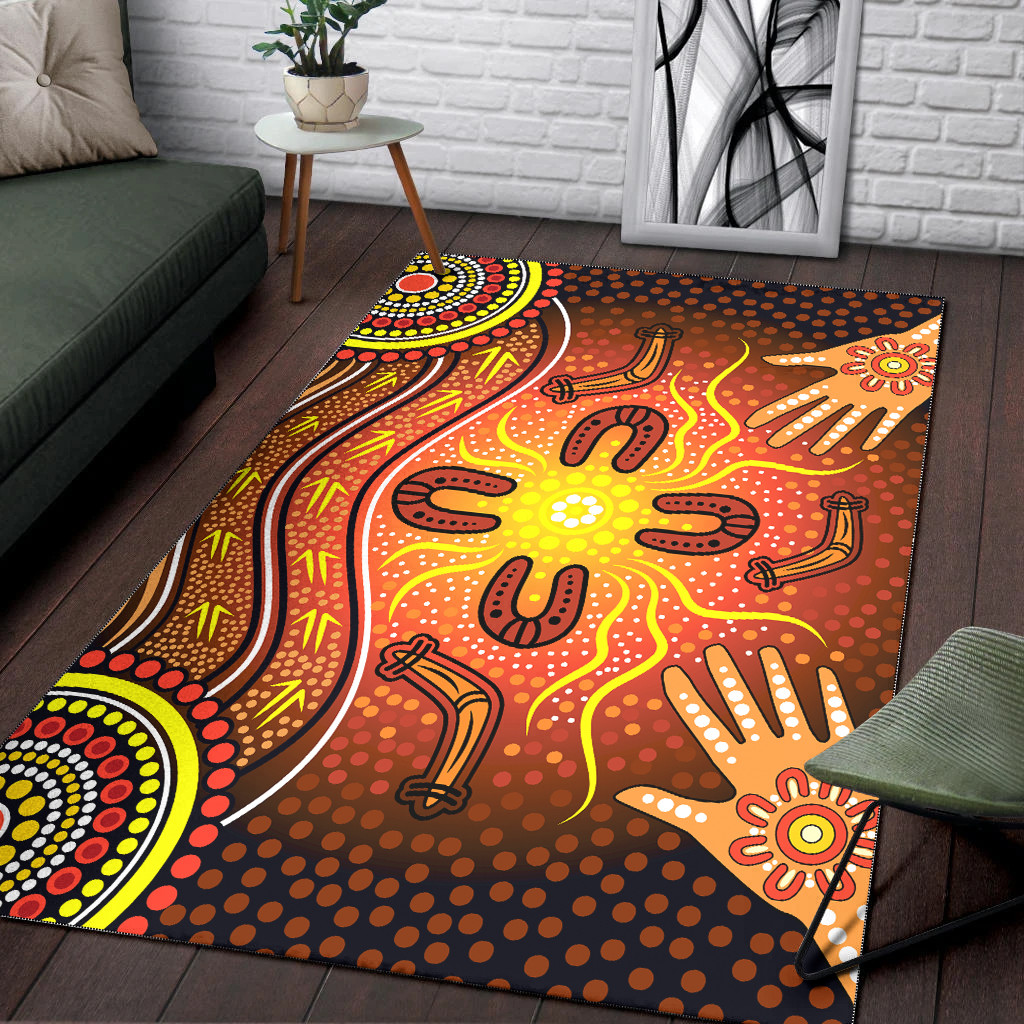 Australia Aboriginal Area Rug - Aboriginal dot art hands painting