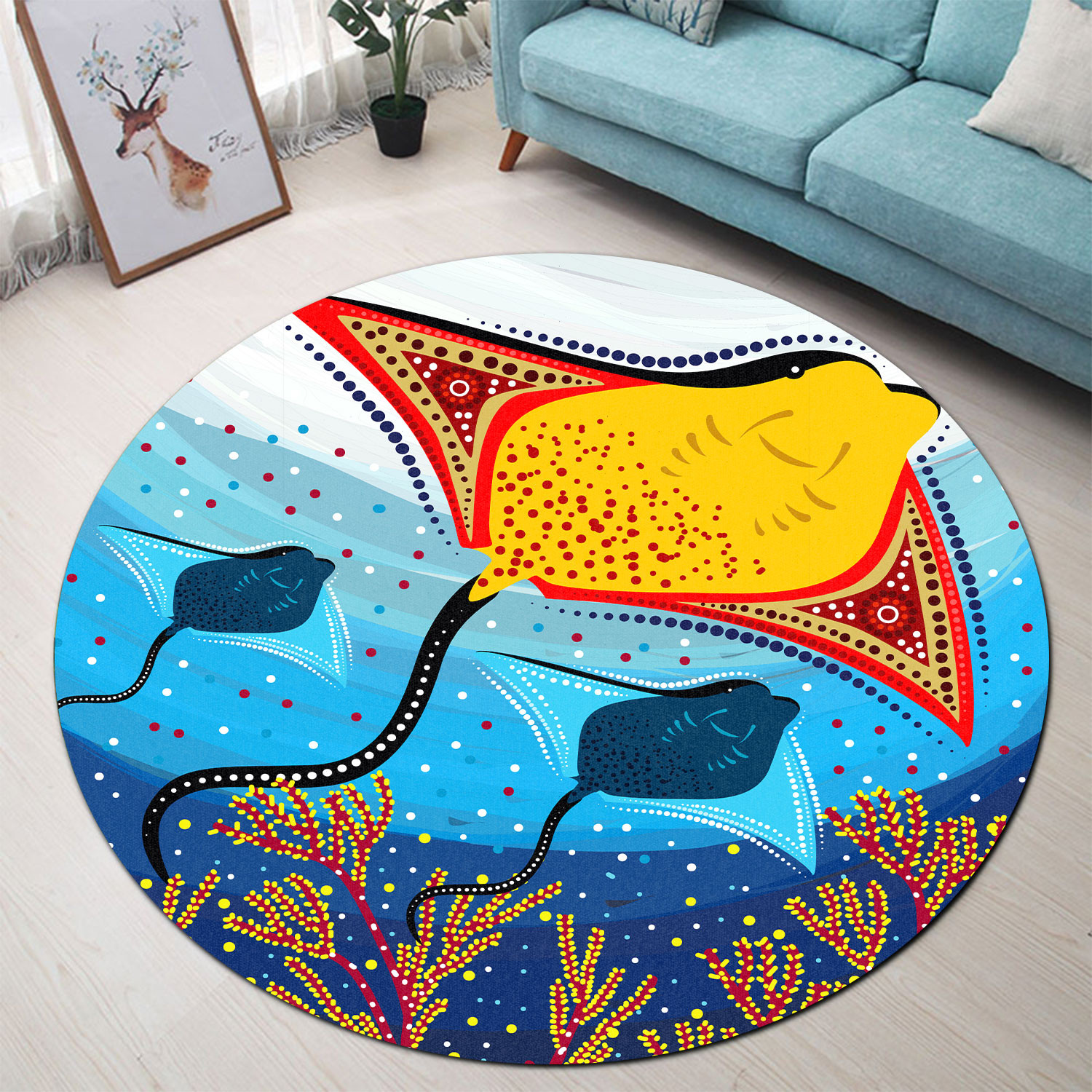 Australia Aboriginal Round Rug - Indigenous Stingray aboriginal art ...