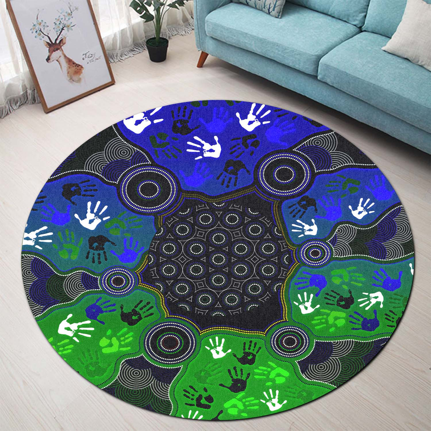 Australia Aboriginal Inspired Round Rug - Aboriginal Inspired Dot ...