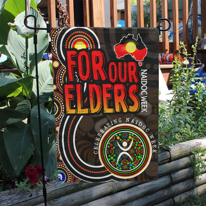 Naidoc Week Flag - For Our Elders Aboriginal Inspired Dot Art Flag