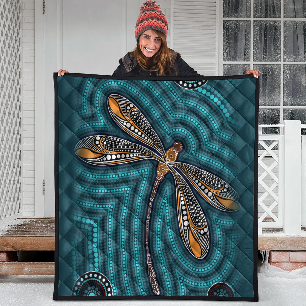 Australia Aboriginal Inspired Quilt - Dragonfly Aboriginal Art Vector ...