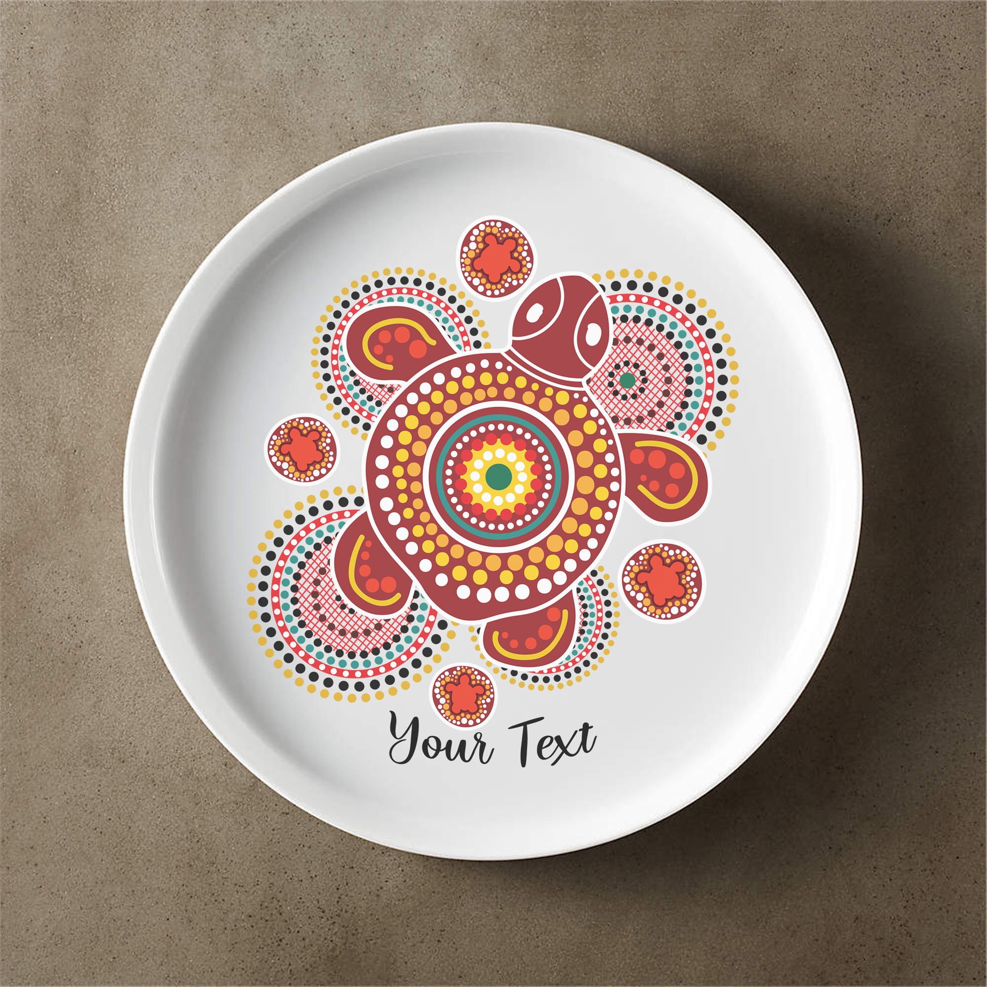 Australia Aboriginal Inspired Custom Ceramic Plate - Aboriginal Turtle ...