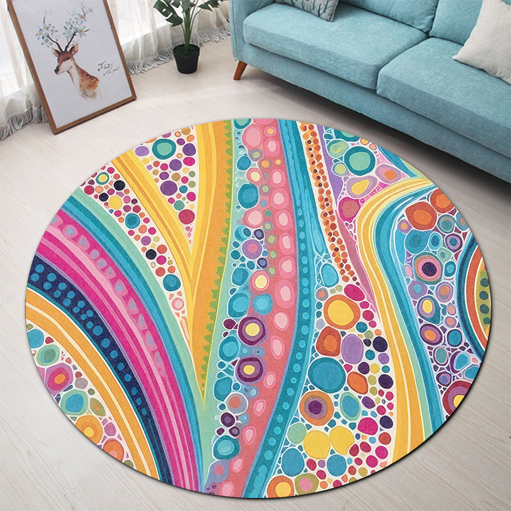 Australia Aboriginal Round Rug - Aboriginal Colourful Dots Inspired ...