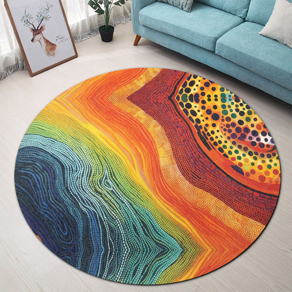 Australia Aboriginal Round Rug - Australian Indigenous Aboriginal Art ...