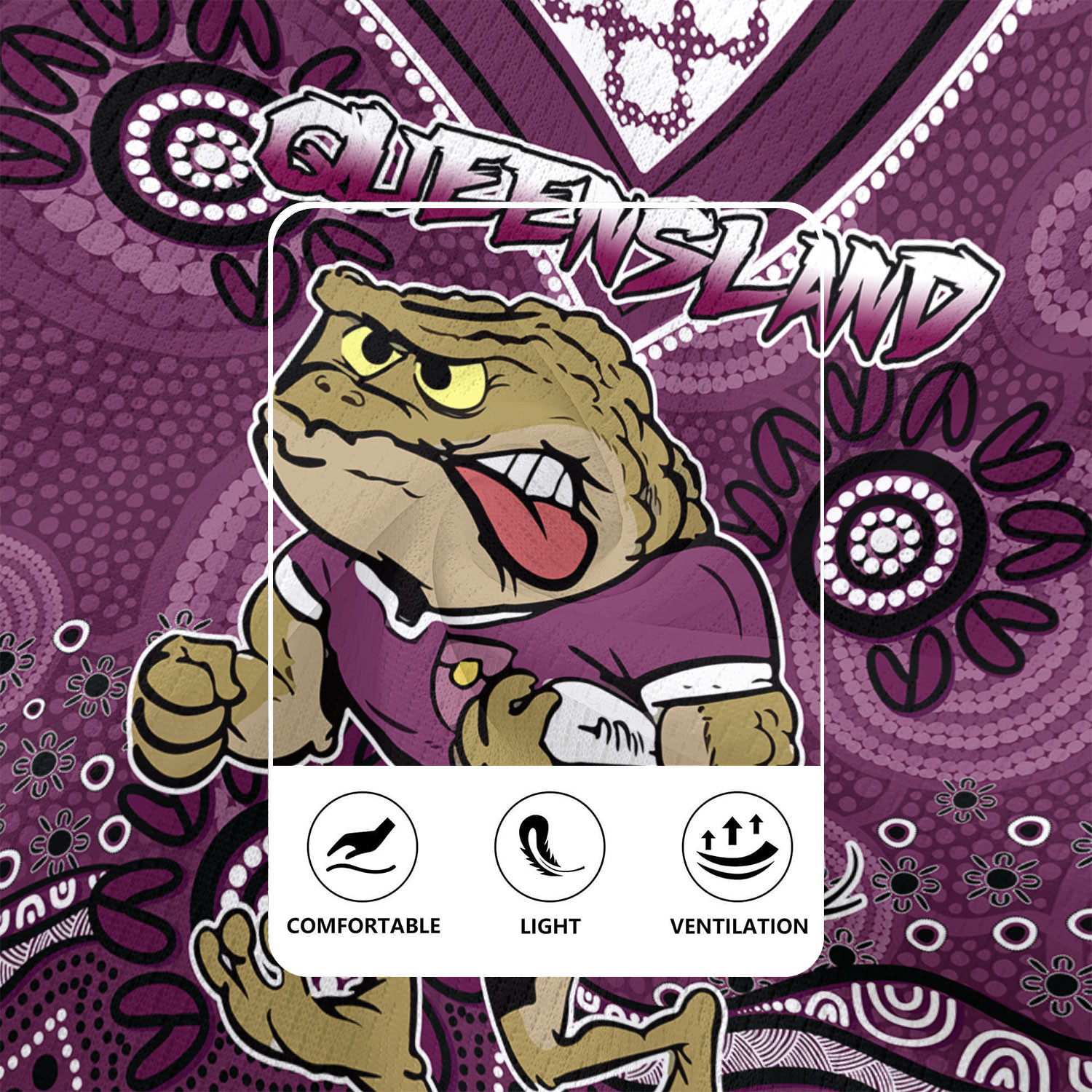 Queensland Rugby Jersey - Custom Maroon Cane Toad Blooded Aboriginal ...