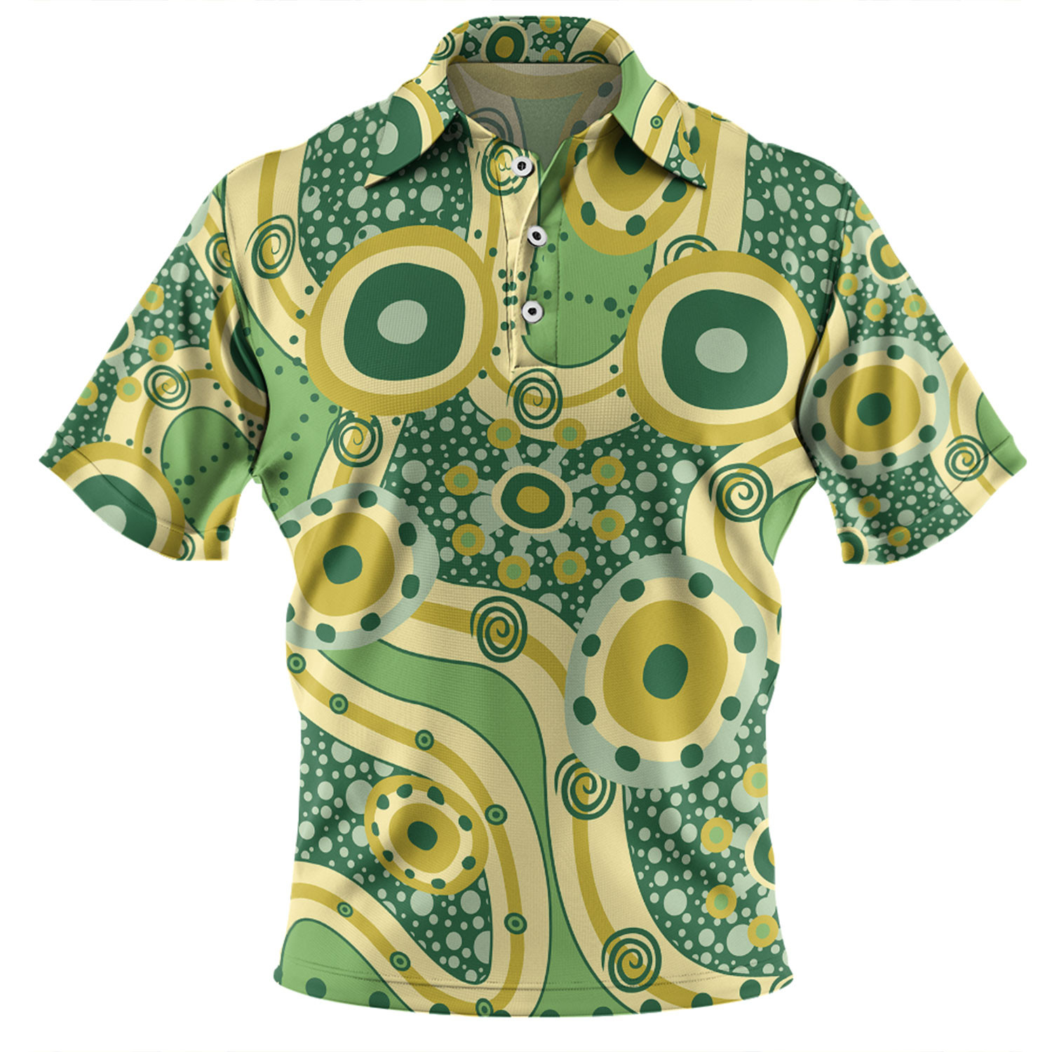 Australia Aboriginal Polo Shirt - Yellow Aboriginal Dot Art Inspired ...