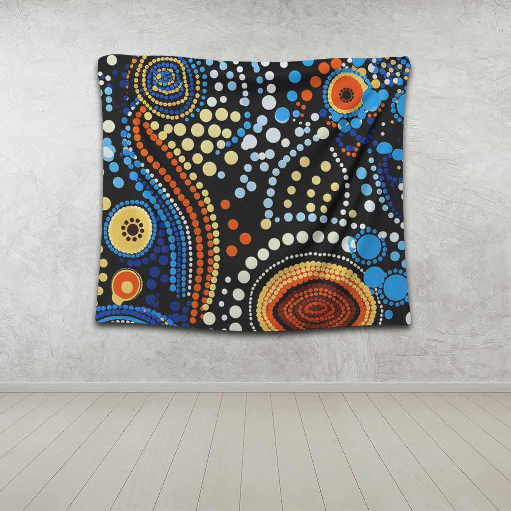 Australia Aboriginal Tapestry - Aboriginal Dreamtime Art Pattern Tapestry