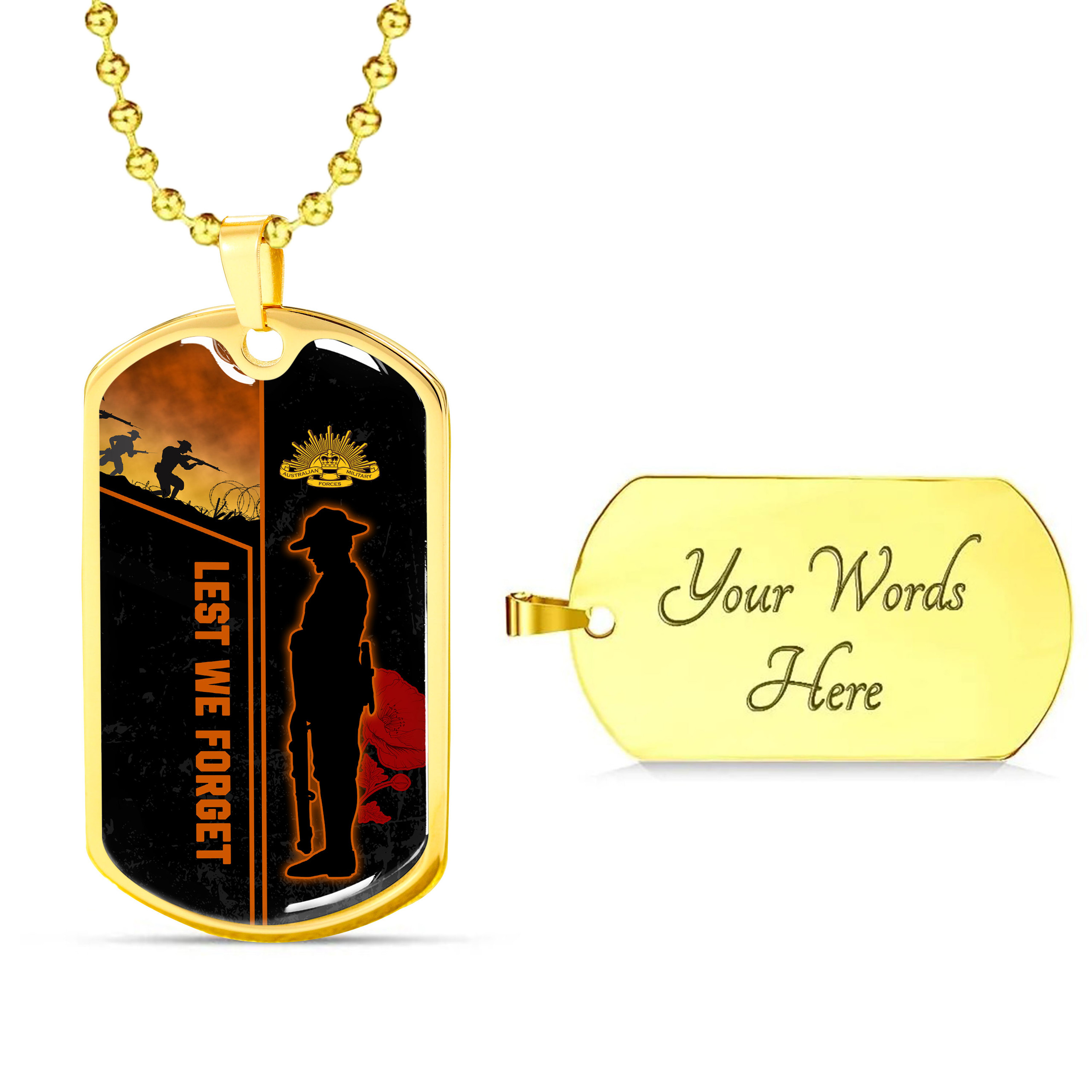 Australia Anzac Day Dog Tag Lest We Forget Poppy