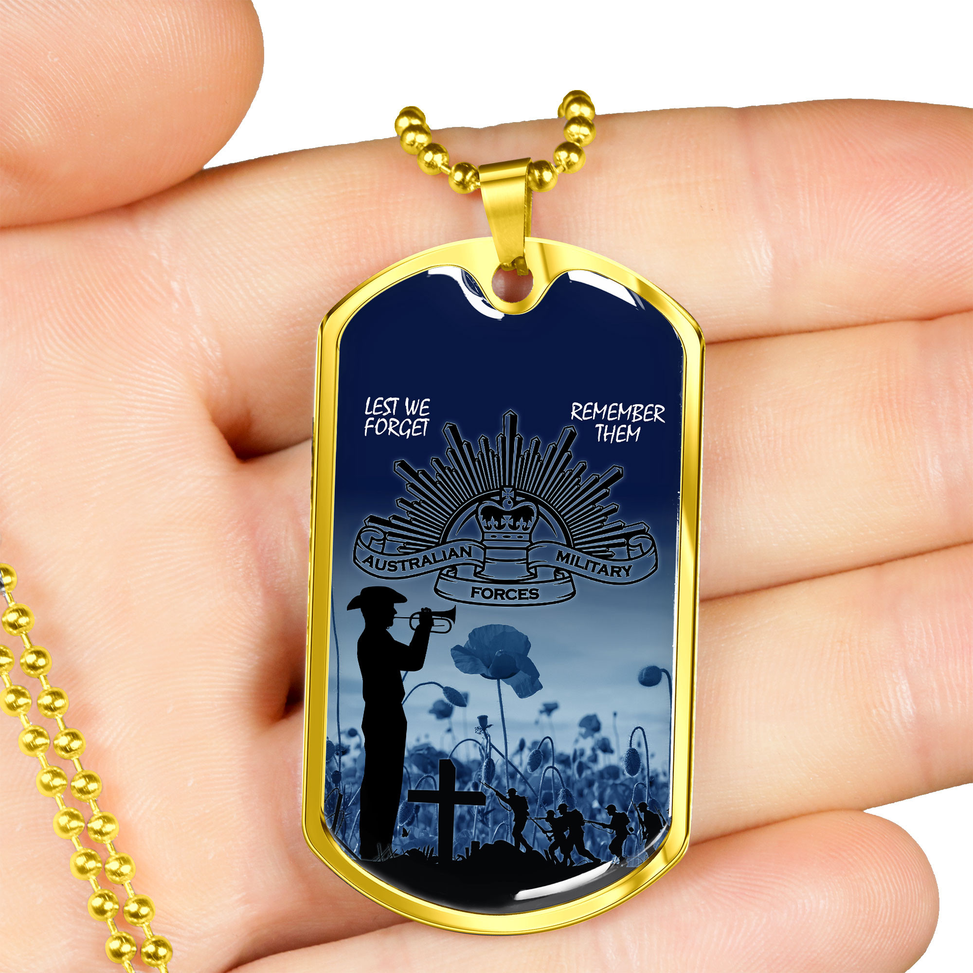 Australia Anzac Day Dog Tag Lest We Forget (Blue)