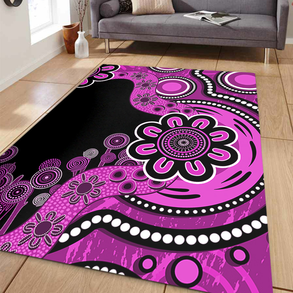 Australia Area Rug Aboriginal Indigenous Dot Painting Pink