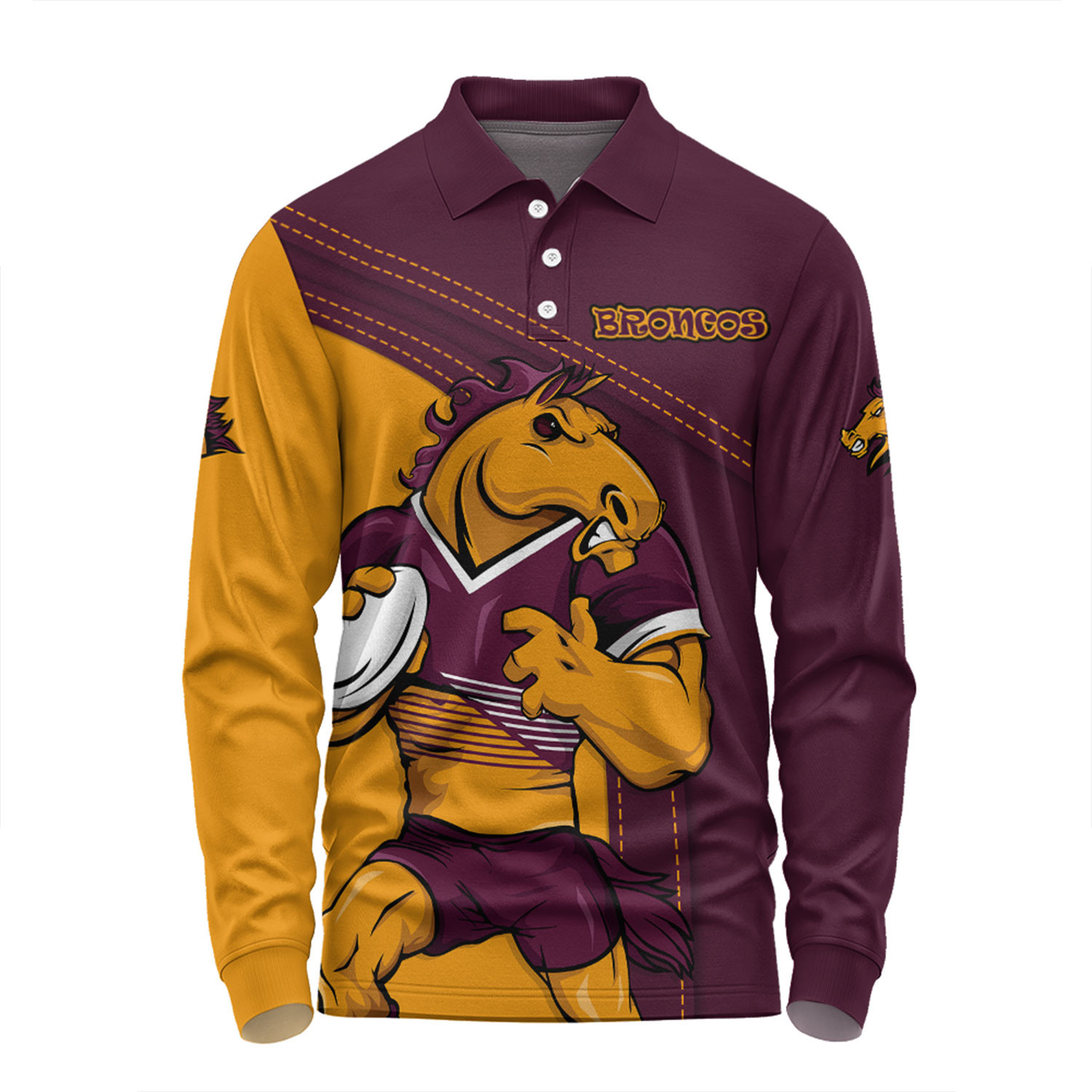 Brisbane Broncos Long Sleeve Polo Shirt Custom Team Of Us Die Hard Fan ...