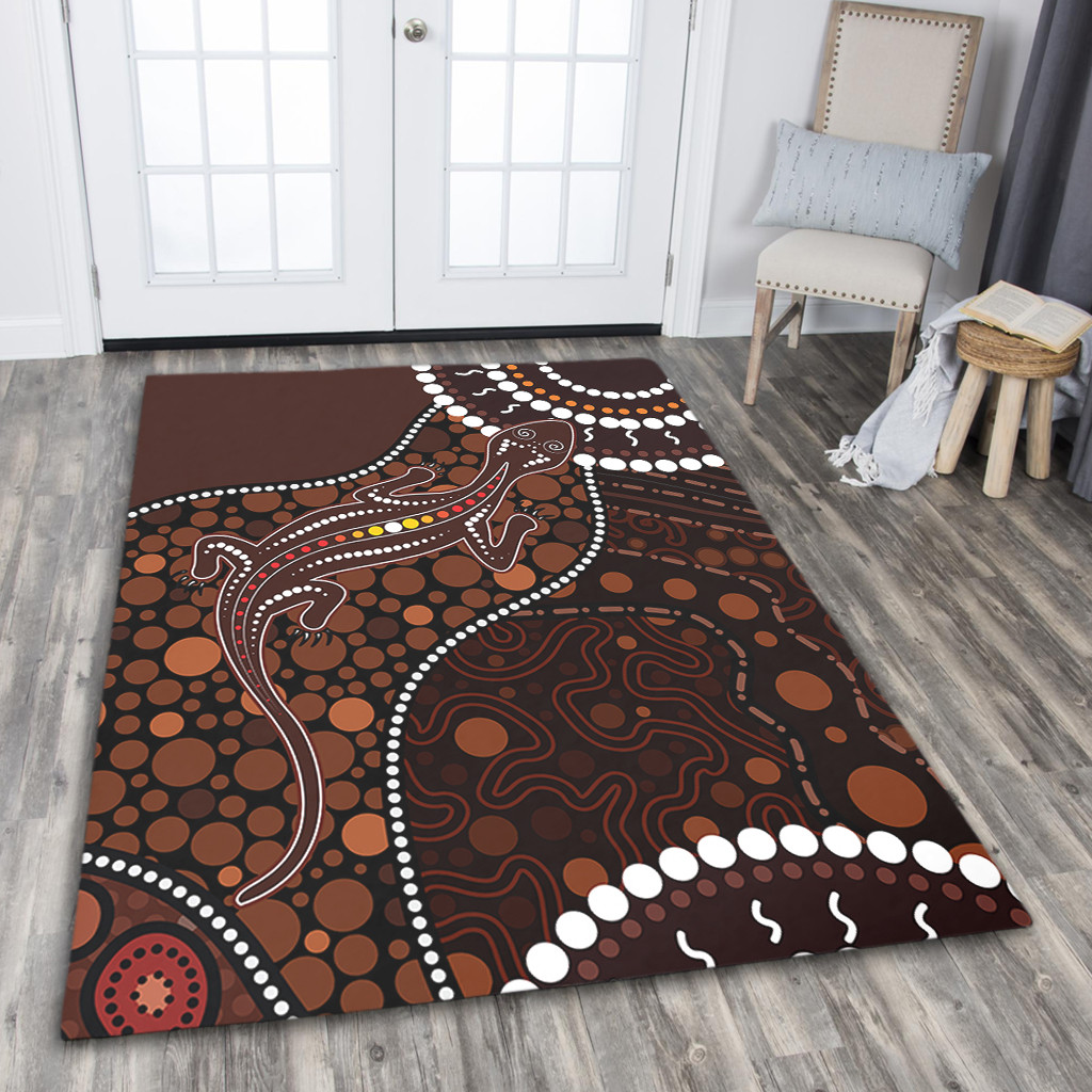 Australia Area Rug Indigenous Butterfly Aboriginal Dot Arts
