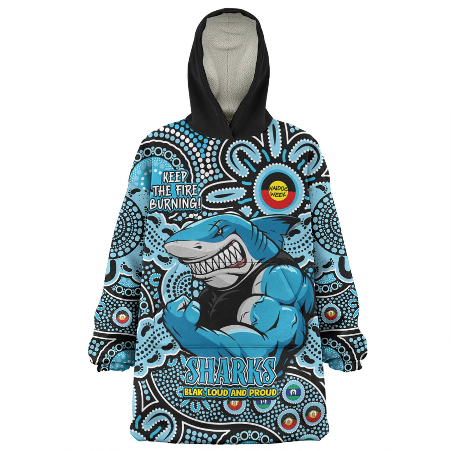 Cronulla-Sutherland Sharks Snug Hoodie Custom Naidoc Week 2024 ...