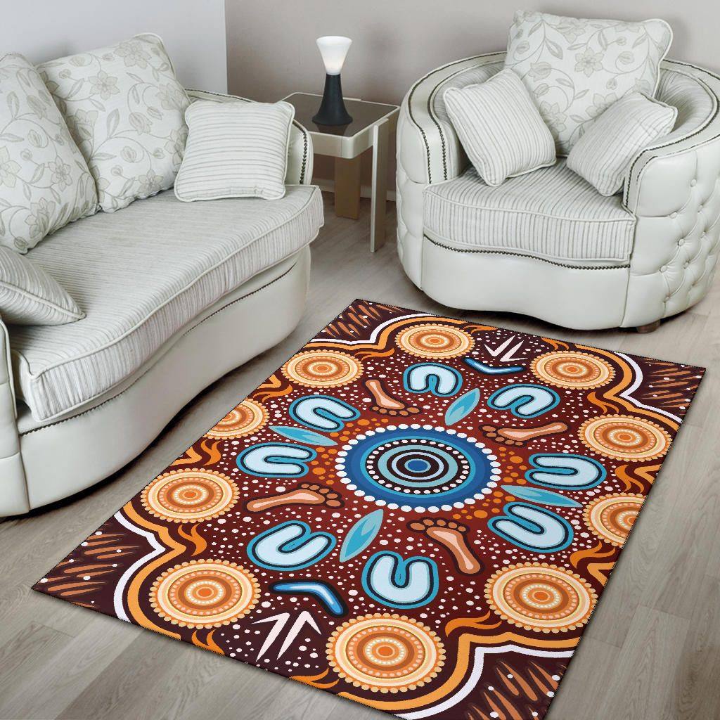 Australia Aboriginal Area Rug - Indigenous Circle Dot Painting Ver02