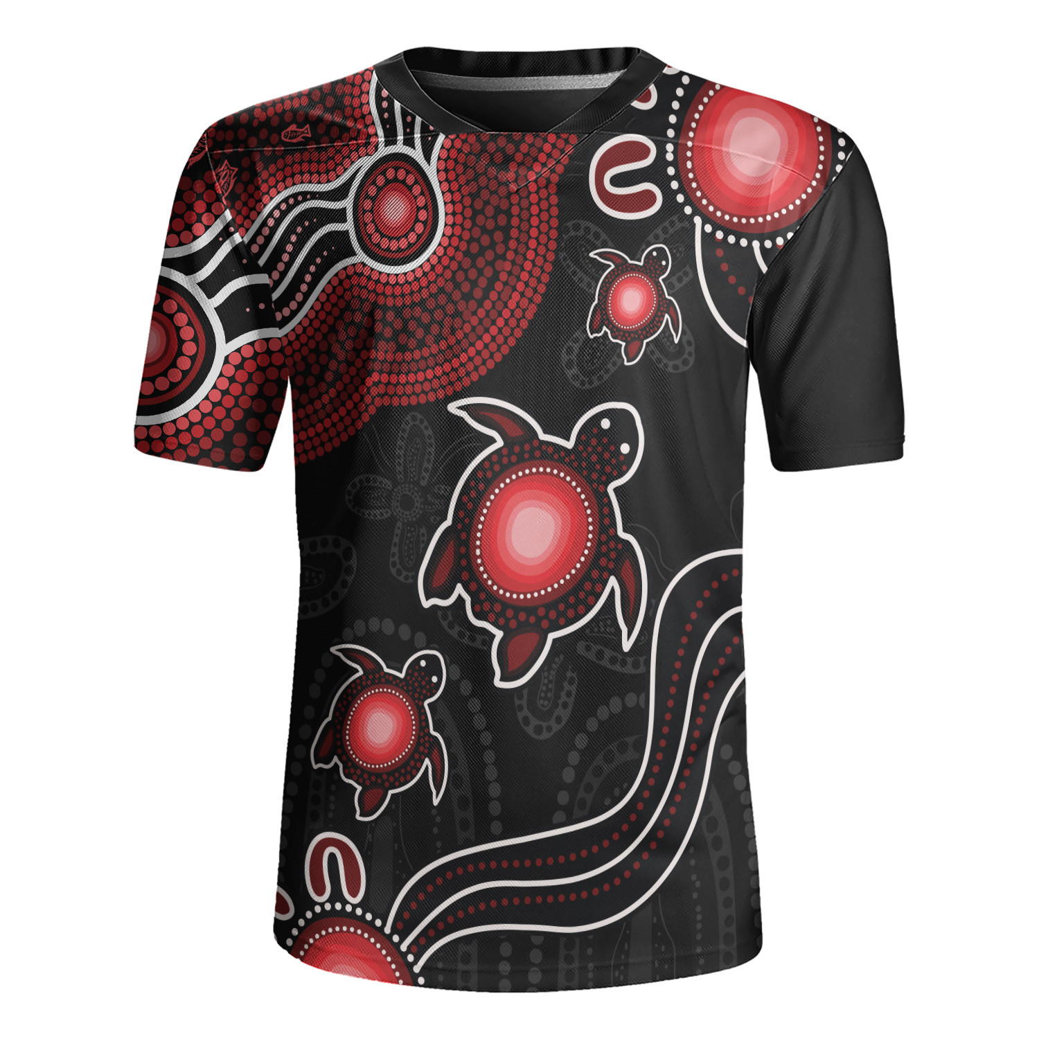 Australia Rugby Jersey Aboriginal Turtle Dreaming Journey Featuring Dot Art