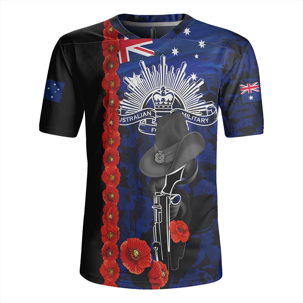 Australia Rugby Jersey Poppy Line Anzac Memorial